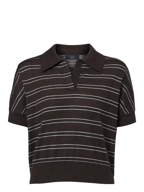 Arch4 Darya Striped Cashmere Polo Shirt - Brown