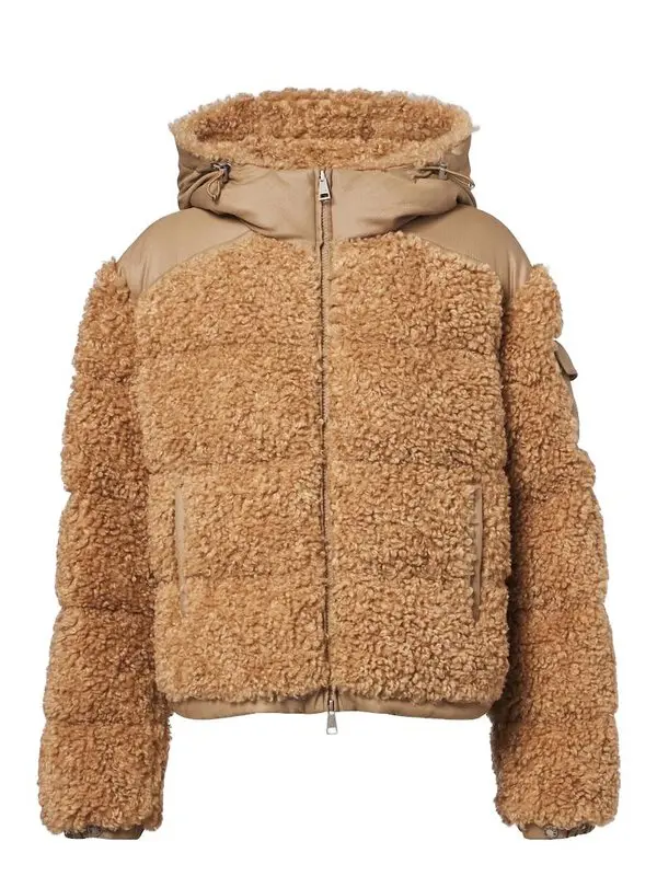 Moncler Teddy Down Jacket With Drawstring Hood - Brown