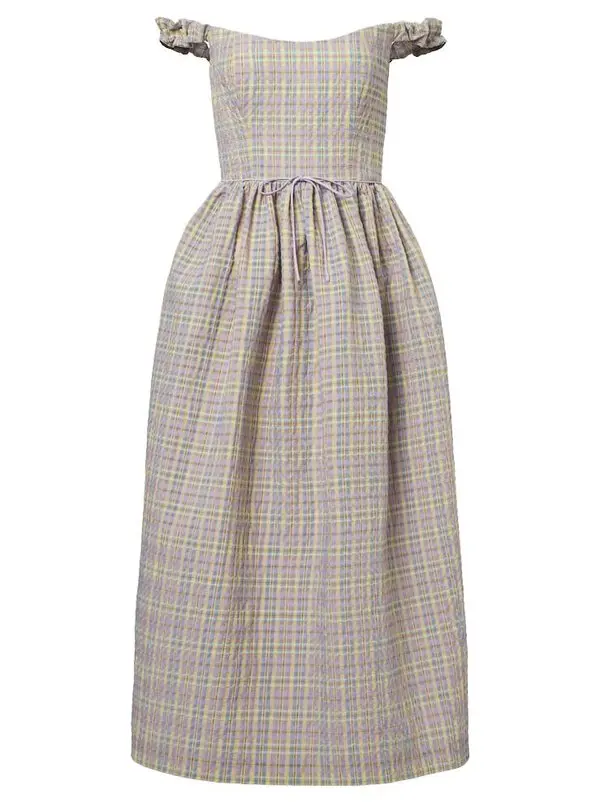 MARKARIAN Ginger Off-shoulder Seersucker Bustier Dress - Multicoloured