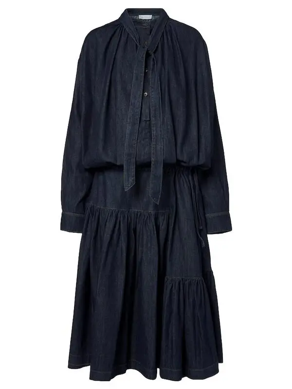 Dries Van Noten Indigo Denim Midi Dress - Blue