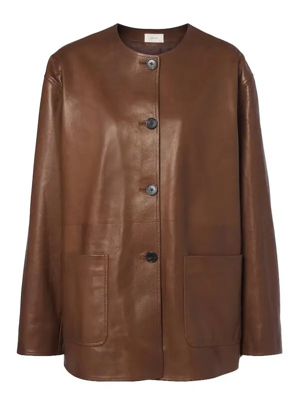 THE ROW Quintus Leather Jacket - Brown