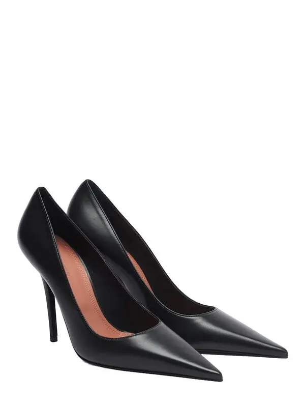 Amina Muaddi Barbara Leather Pumps - Black