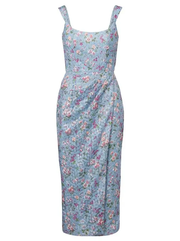 MARKARIAN Marla Floral Lace Bustier Dress - Blue