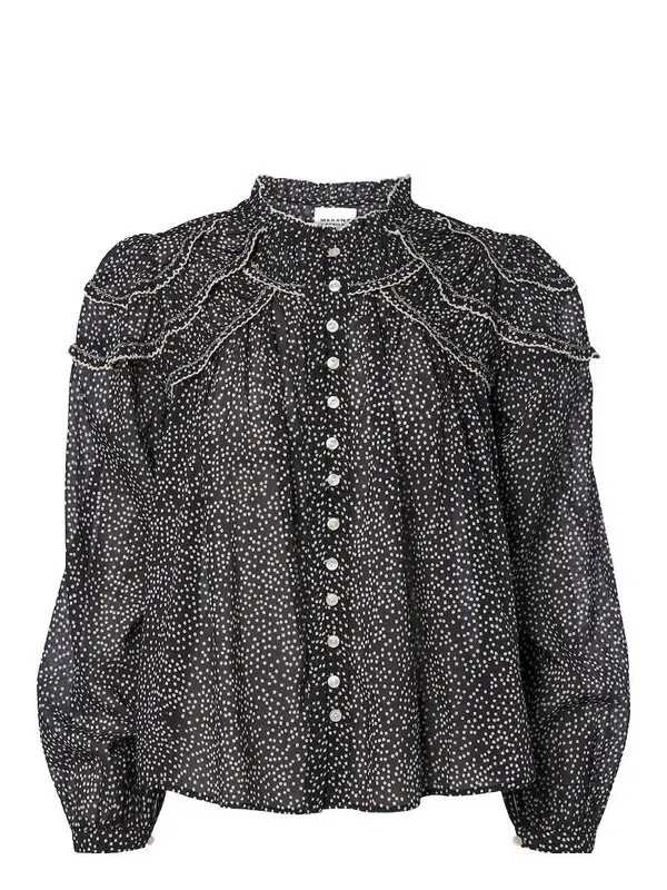 MARANT ETOILE Christa Polka-dot Cotton Blouse - Black