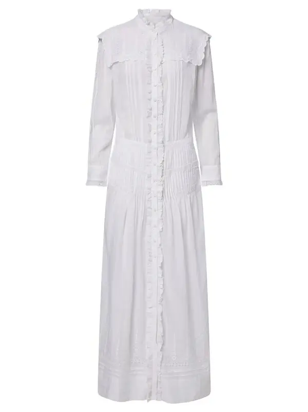 MARANT ETOILE Lonie Embroidered Ruffled Cotton Maxi Dress - White