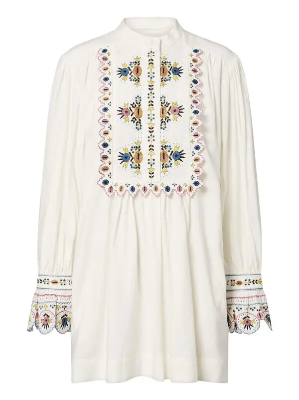 MARANT ETOILE Merva Embroidered Mini Dress - White