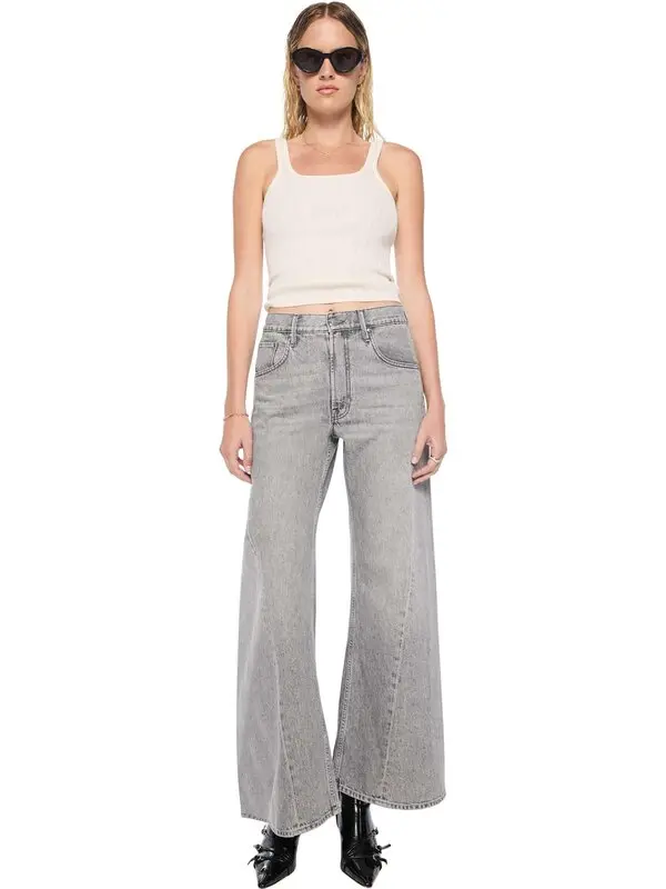 MOTHER Wide-leg Jeans With Whiskering - Grey