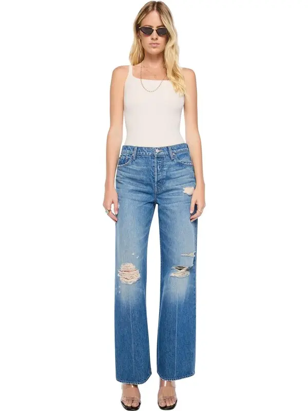 MOTHER The Rerun Zip Sneak Jeans - Blue