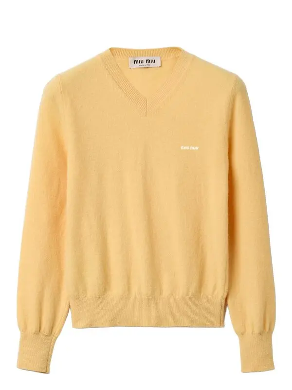 Miu Miu V-neck Wool Cardigan - Cream