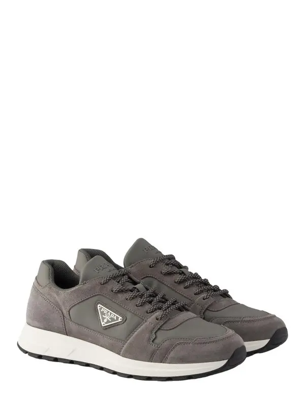 Prada Prax Suede And Re-nylon Sneakers - Grey