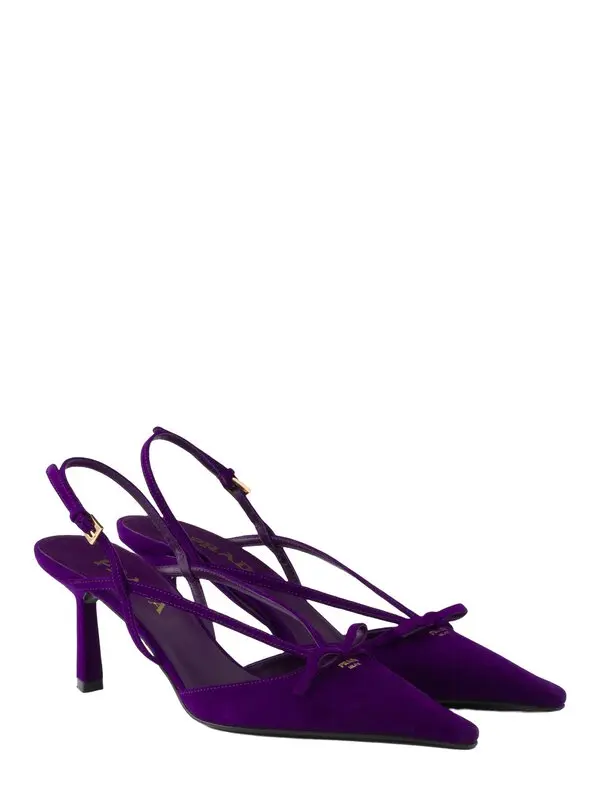 Prada Suede Slingback Pumps - Purple