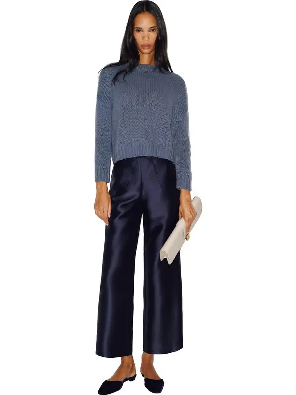 REFORMATION Cleo Cashmere Cropped Crew Sweater - Grey