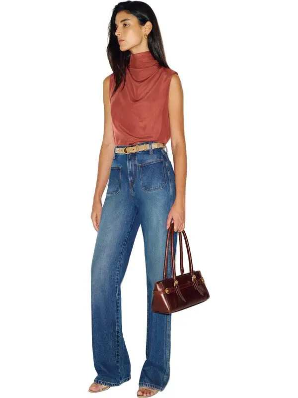 REFORMATION Bobbi Silk Top - Pink