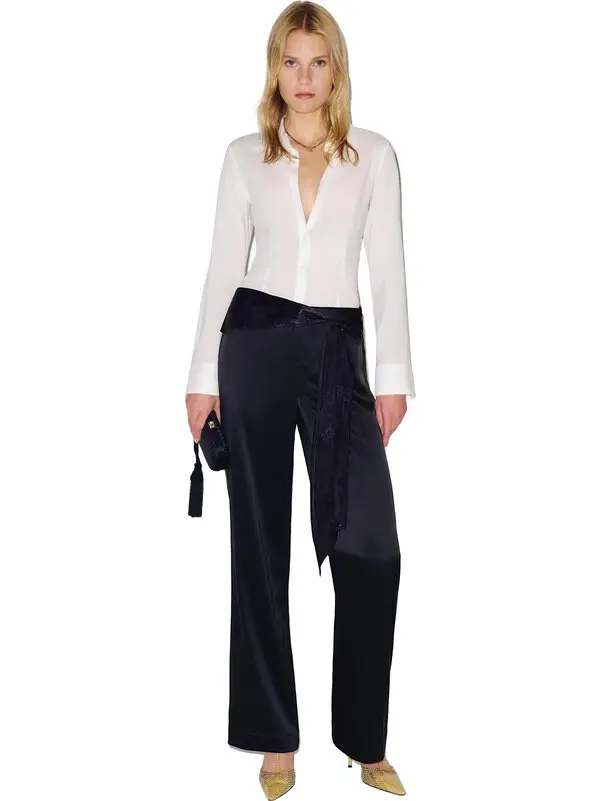 REFORMATION Mina Satin Tie Pant - Black