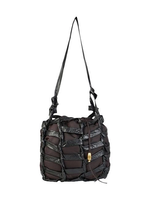 Bottega Veneta Leather Tape Shoulder Bag - Black/gold