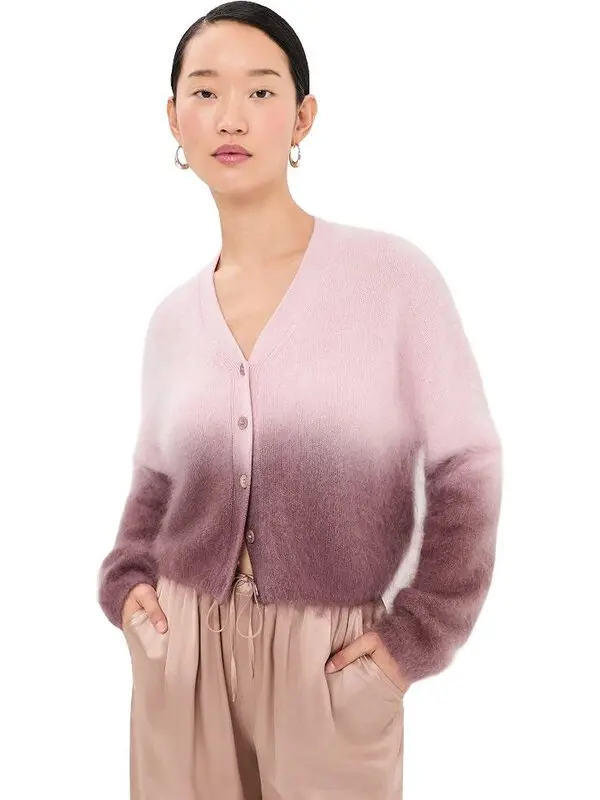 Sablyn Jolie V Neck Cropped Cashmere Cardigan - Soft Pink 2 Multi