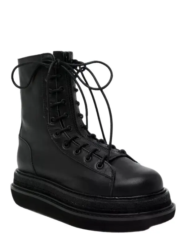 Yohji Yamamoto Oil-leather Military Boots - Black
