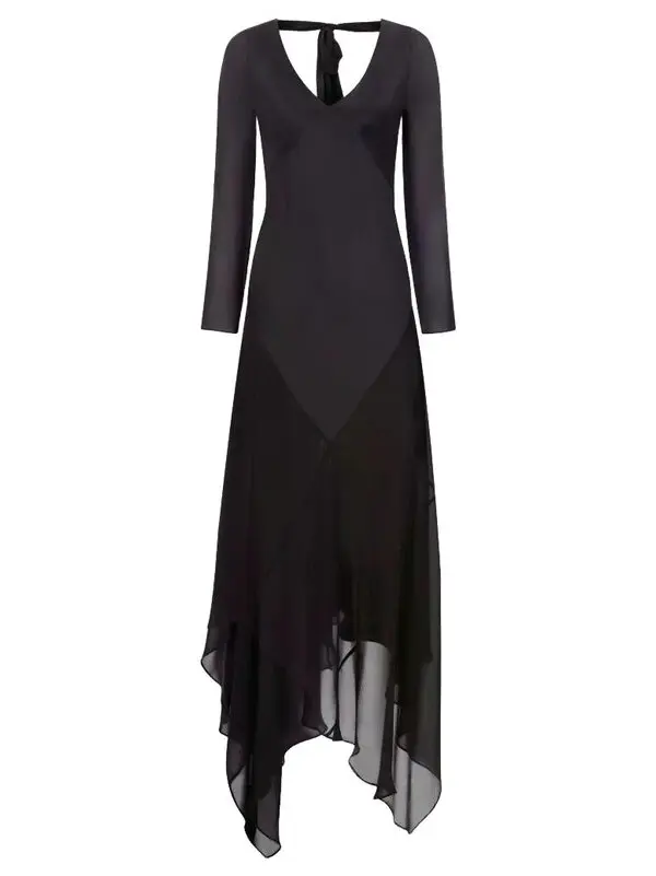 Nina Ricci Asymmetrical Long-sleeve Maxi Dress - Black