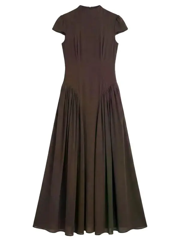 REFORMATION Gathered-waist Midi Dress - Brown