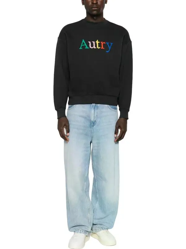 AUTRY Logo Embroidered Crewneck Sweatshirt - Black