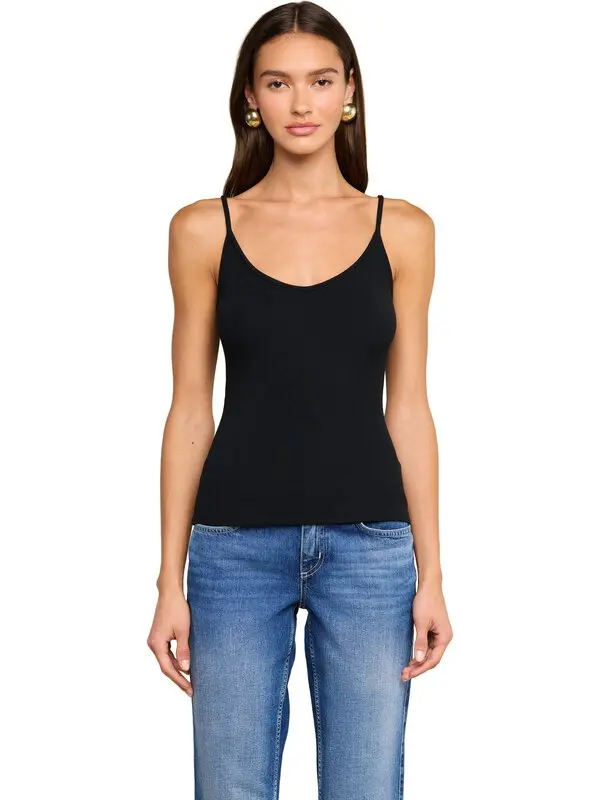 L'Agence Lunara Ribbed Camisole - Black