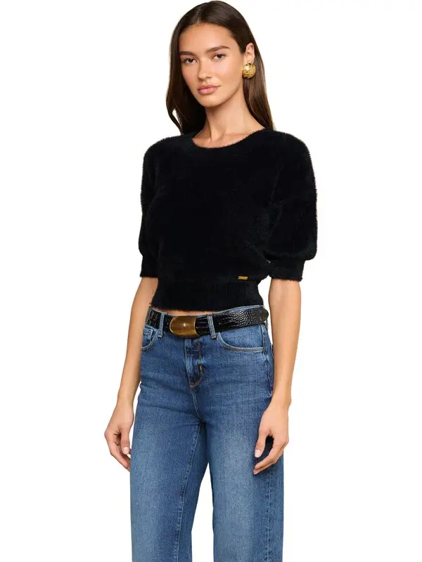 L'Agence Guinevere Cropped Pullover - Black