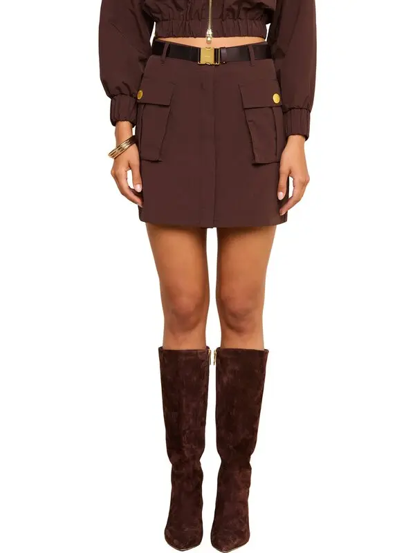 L'Agence Norene Nylon Mini Skirt - Dark Java