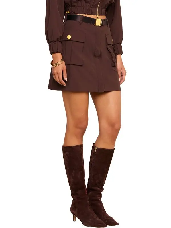 L'Agence Norene Nylon Mini Skirt - Dark Java