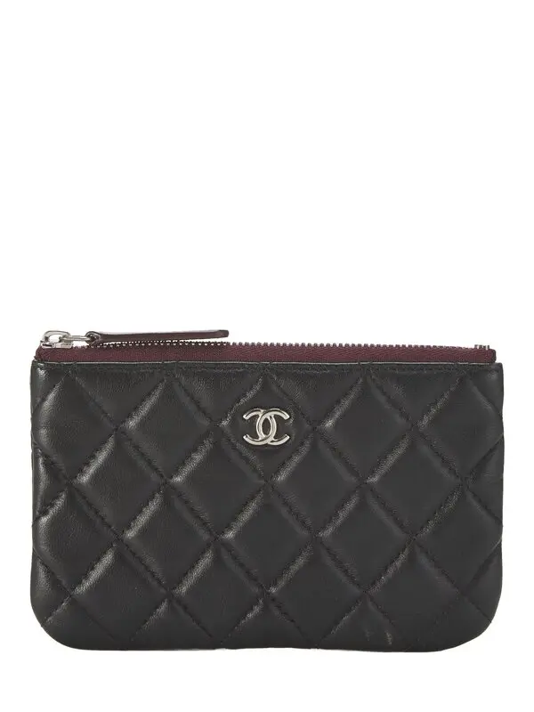 Chanel Quilted Lambskin O Case Zip Pouch - Black