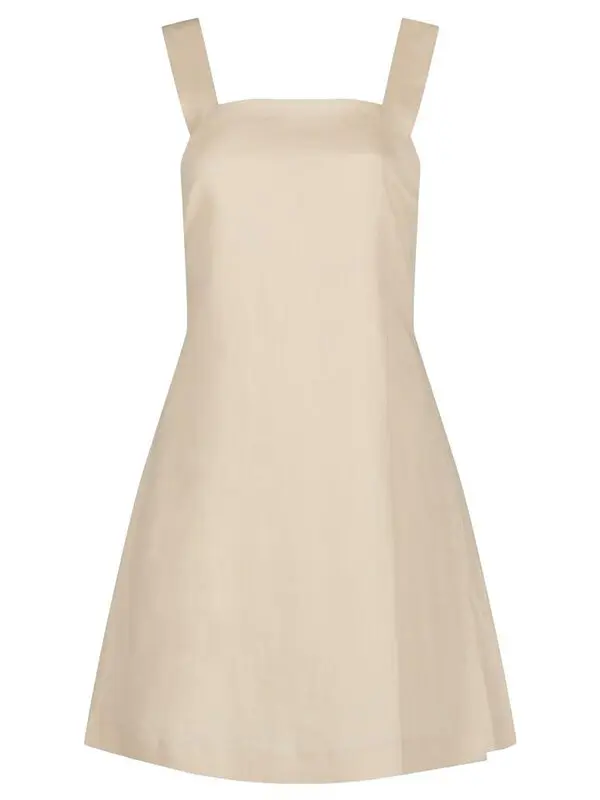 SHIKANZY Neutrals Daisy A-line Dress With Pockets Linen - Beige