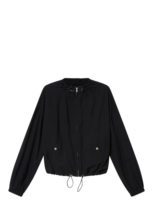 ETOILE Linen-blend Zip-up Jacket With Drawstring Details - Black