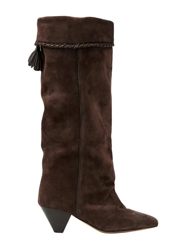 Isabel Marant Étoile Elita Cuffed Suede Boots - Chocolate