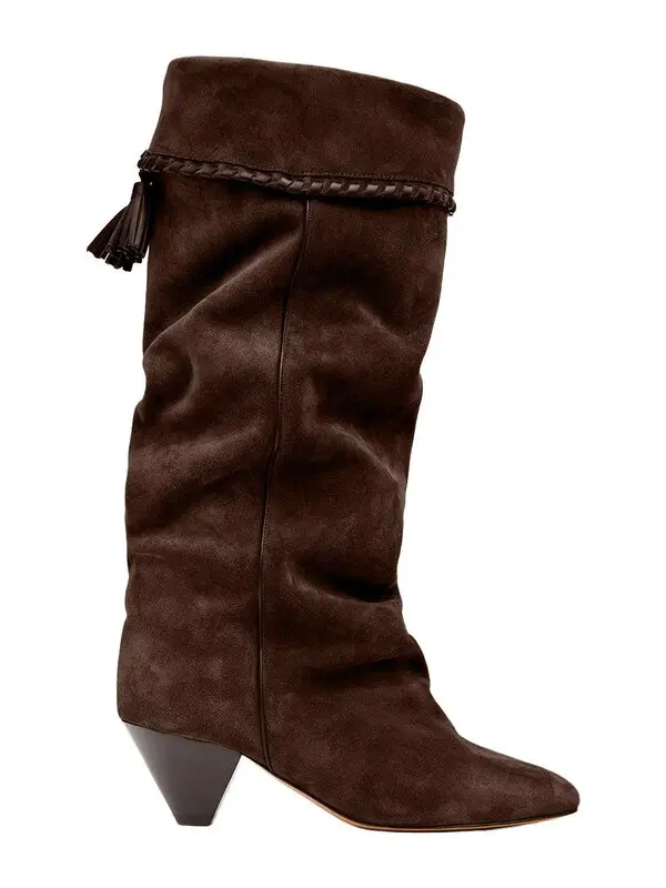 Isabel Marant Étoile Elita Cuffed Suede Boots - Chocolate