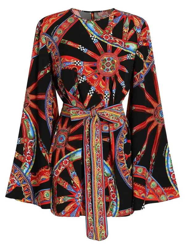 Dolce & Gabbana Printed Silk Blend Dress - Black