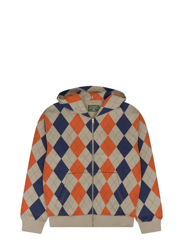 DENIM TEARS Argyle Intarsia Zip Hoodie - Tan