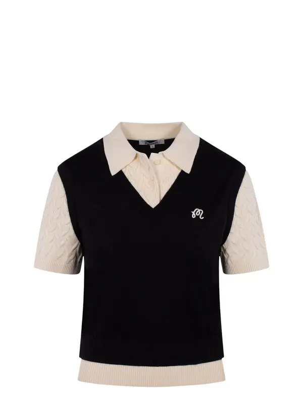 MALBON Veronica Layered Polo Shirt - Black