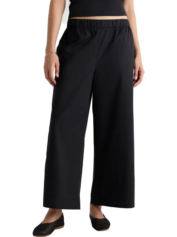 Quince 100% Organic Lightweight Poplin Wide Leg Pants - Black