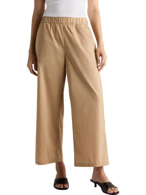 Quince 100% Organic Lightweight Poplin Wide Leg Pants - Desert Khaki