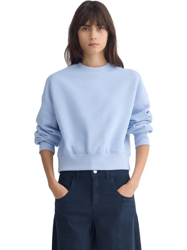Everlane Luxe Fleece Shrunken Crew - Cashmere Blue
