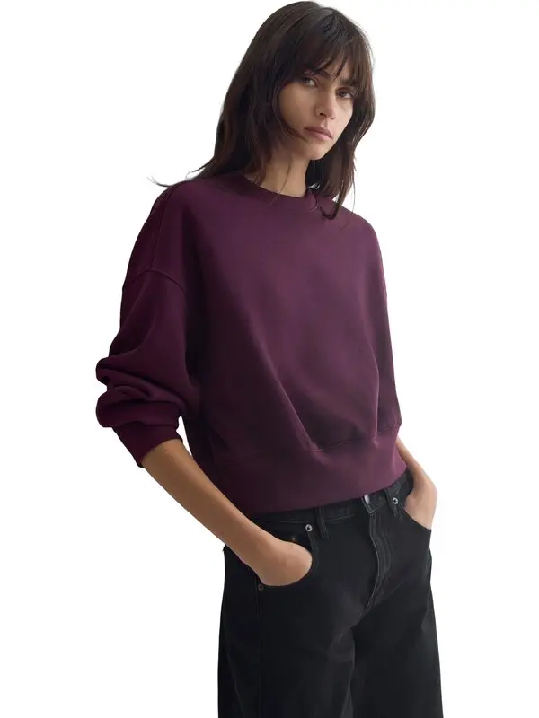 Everlane Luxe Fleece Shrunken Crew - Deep Plum