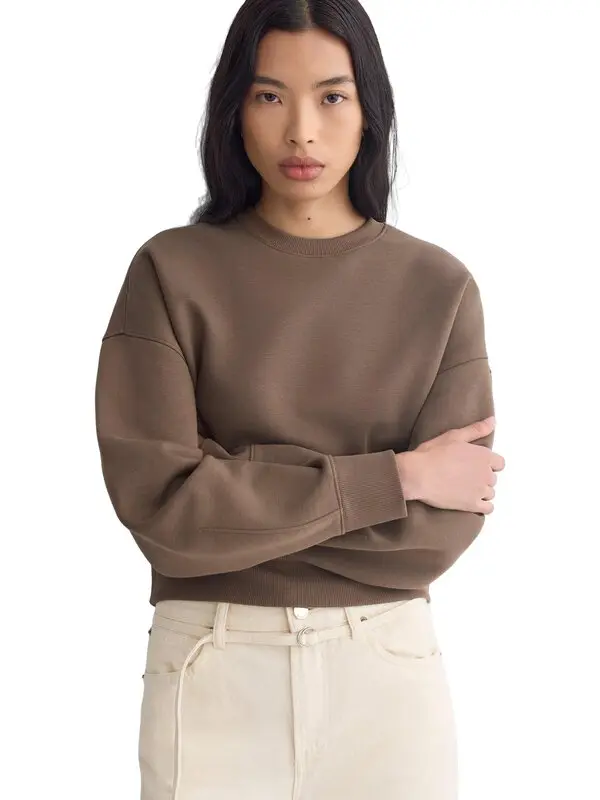Everlane Luxe Fleece Shrunken Crew - Deep Taupe
