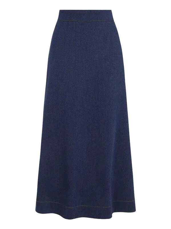 Oscar De La Renta Wool Midi Skirt - Blue