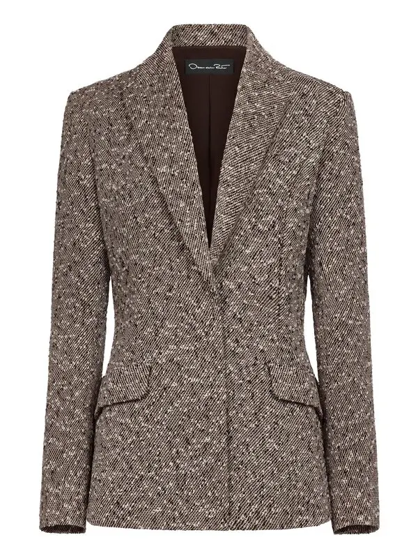 Oscar De La Renta Slub Wool Tweed Blazer - Brown