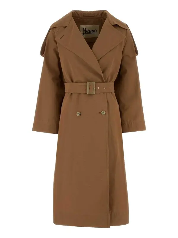 Herno Double Breasted Trench Jacket - Brown