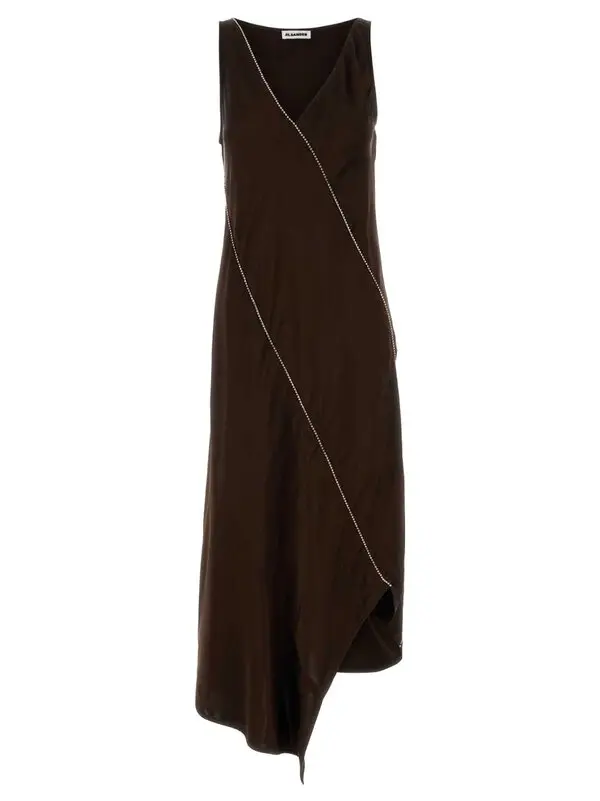 JIL SANDER Sleeveless Satin Slip Dress - Brown
