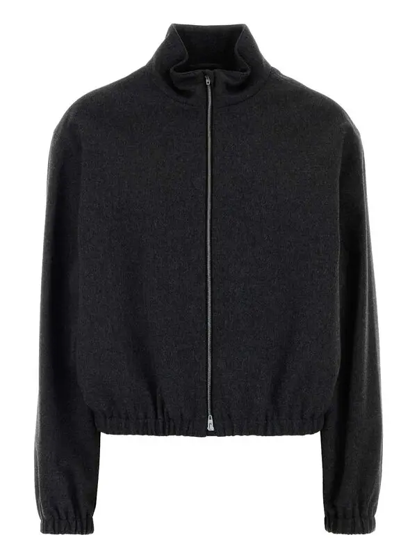 JIL SANDER Wool Jacket With Leather Collar - Grey