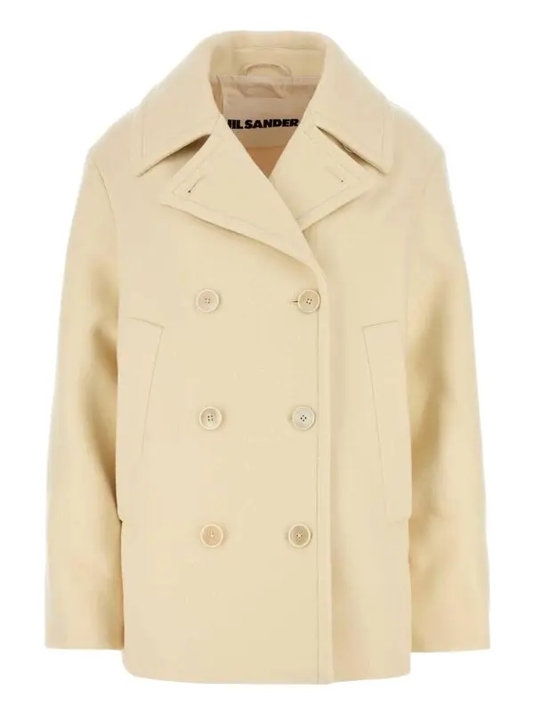 JIL SANDER Wool Jacket With Leather Collar - Yellow