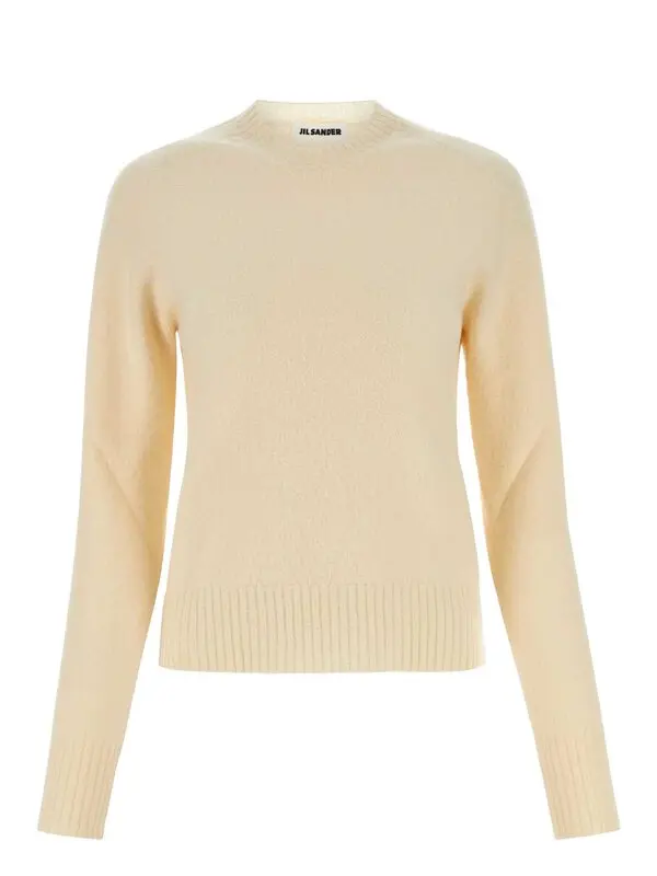 JIL SANDER 100% Wool Knit Sweater - White