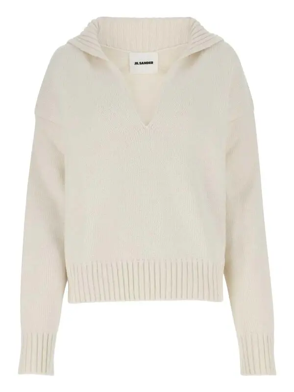 JIL SANDER Oversize Cashmere Blend Sweater - White