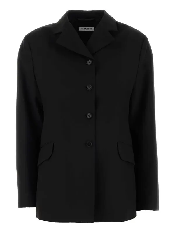 JIL SANDER Wool Blazer With Notched Lapel - Black